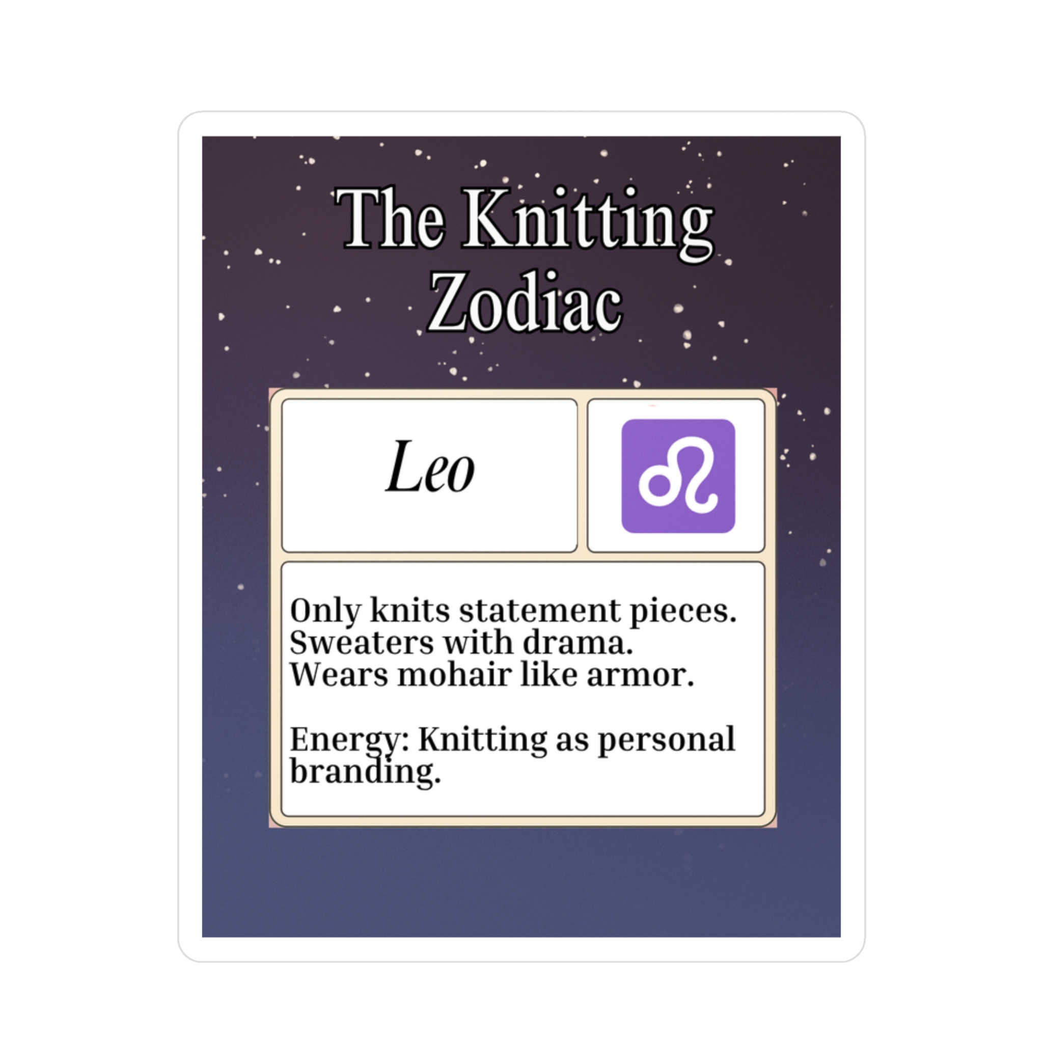 Knitting Zodiac™ Sticker – Leo - Arianna Frasca